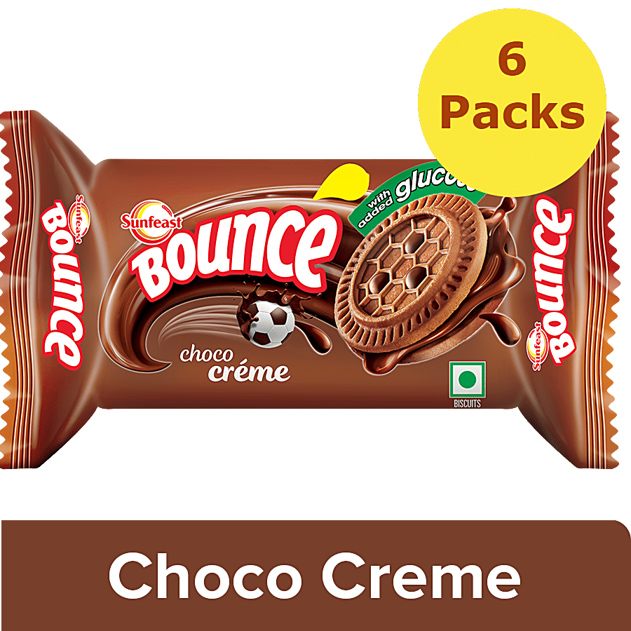 Sunfeast Bounce Biscuits- Choco Creme Cookies 34.8g 6 Pack in QuickCart ...